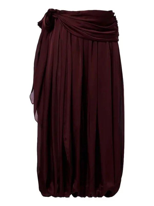 Zimmermann Luna Draped Silk Tapered Pants - Burgundy