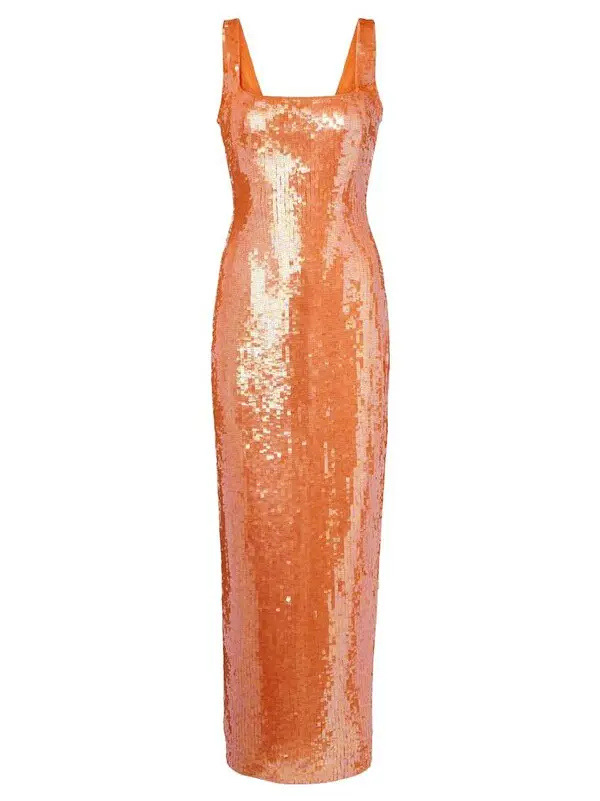 Rachel Gilbert Kayla Sequined Gown - Orange