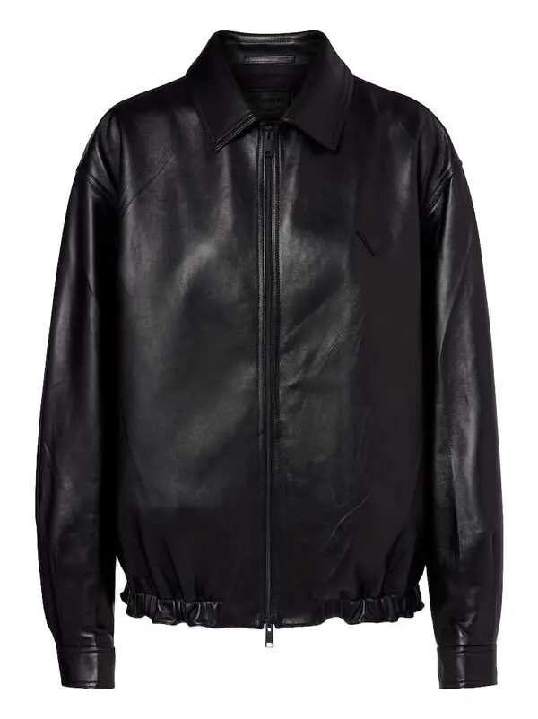 Prada Leather Blouson Jacket - Black