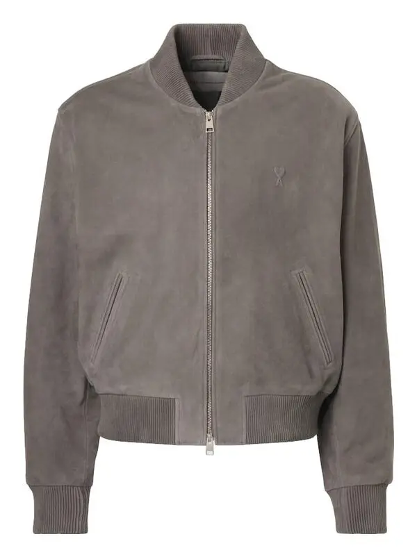 Ami De Cœur Suede Bomber Jacket - Grey