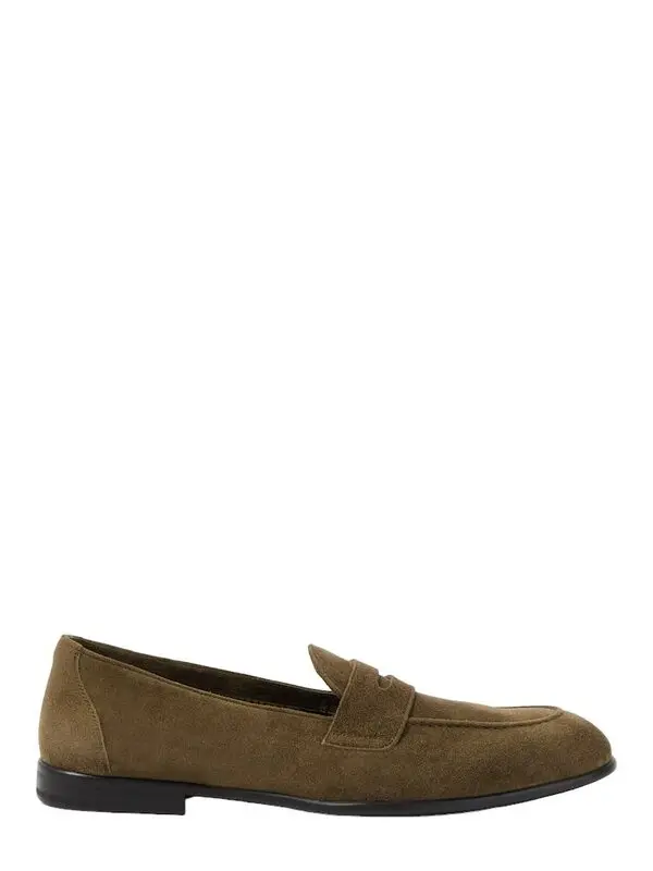 Brioni Suede Penny Loafers - Green