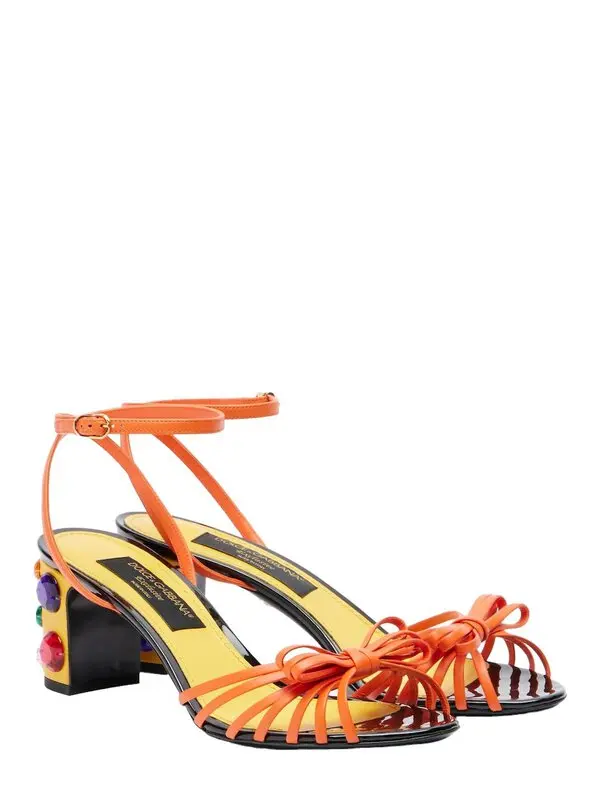 Dolce & Gabbana Keira Embellished Leather Sandals - Orange