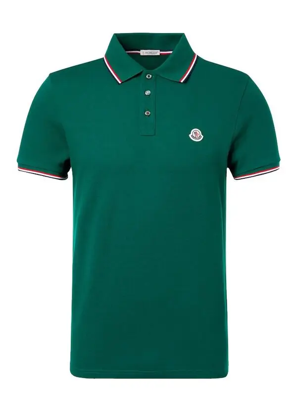 Moncler Logo Cotton Piqué Polo Shirt - Green