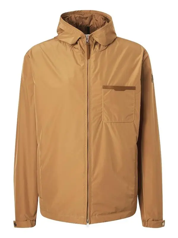 Moncler Leather-trimmed Hooded Jacket - Brown