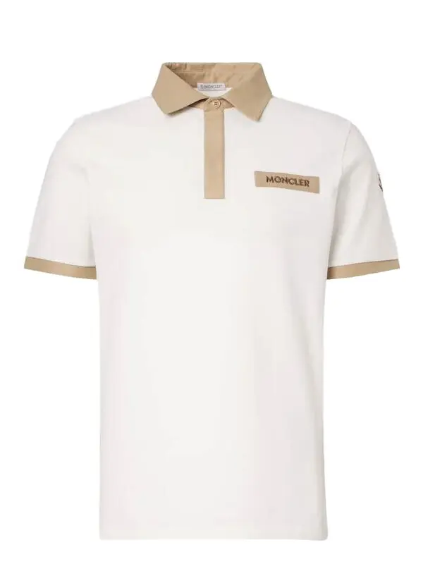Moncler Logo Cotton Piqué Polo Shirt - White