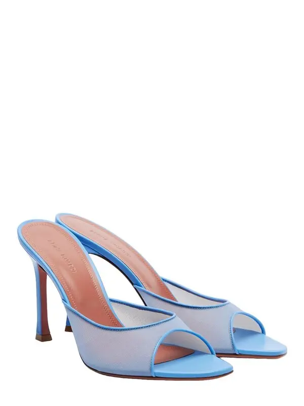 Amina Muaddi Alexa Leather-trimmed Mesh Mules - Blue