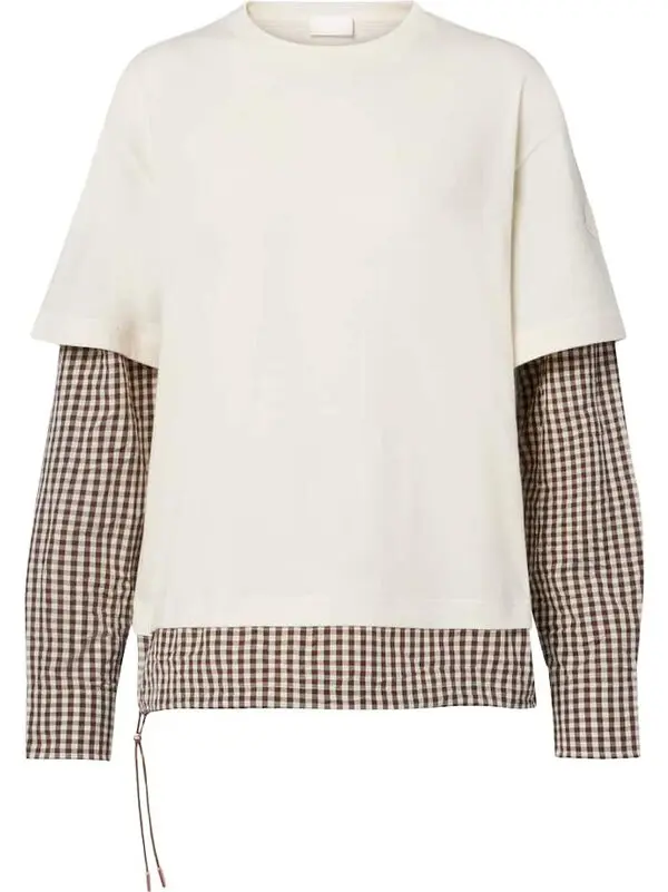 Moncler Checked Cotton Jersey T-shirt - White