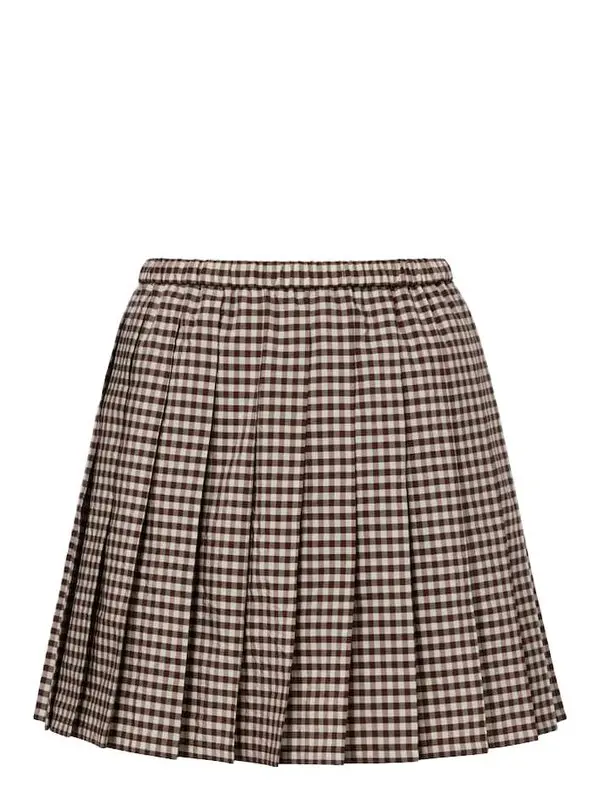 Moncler Gingham Pleated Mini Skirt - Brown