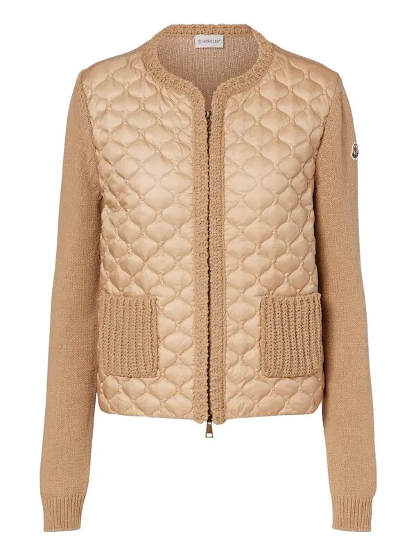 Moncler Down Paneled Cardigan - Beige