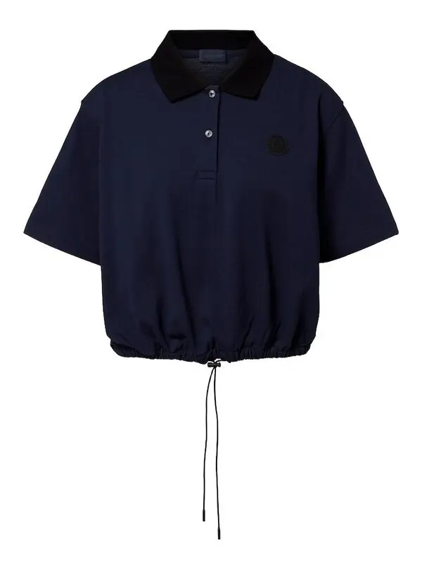 Moncler Cotton Piqué Polo Shirt With Drawstring Waist - Blue