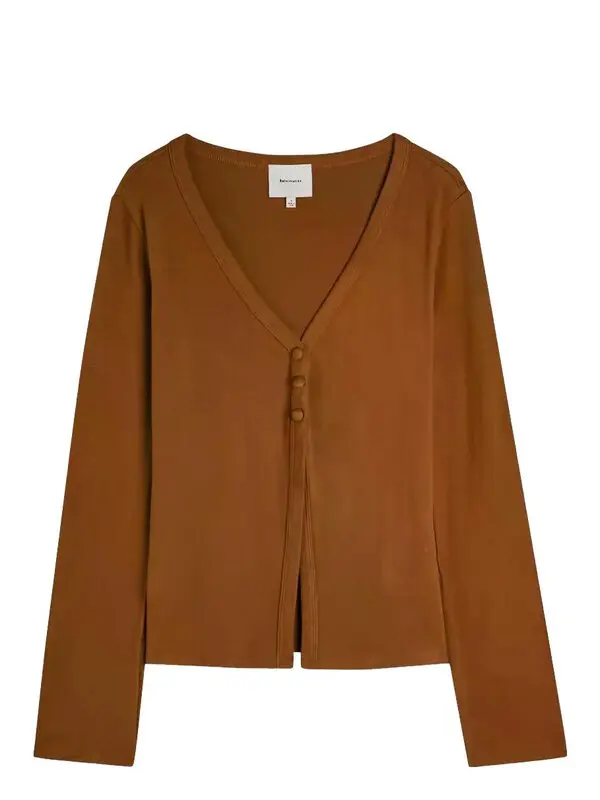 REFORMATION Millie Button V-neck Cardigan - Brown