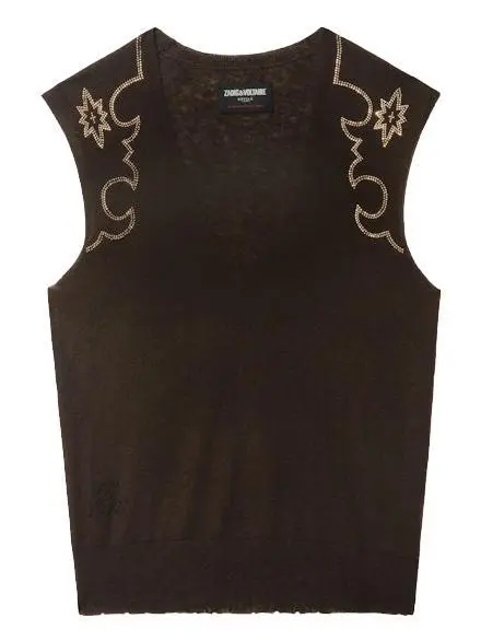 Zadig&Voltaire Sleeveless Cashmere Sweater - Dark Chocolate