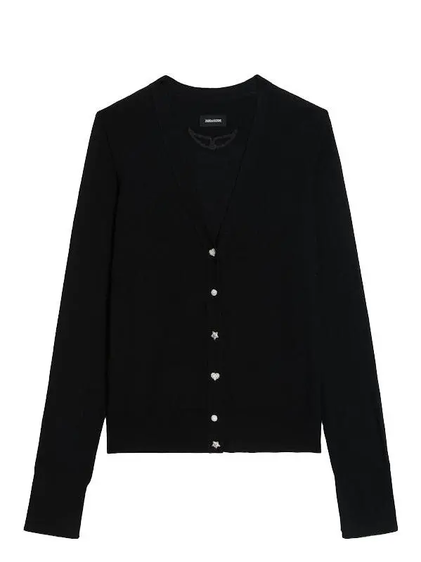 Zadig&Voltaire Jemma Merino Wool Cardigan With Jewel Buttons - Black