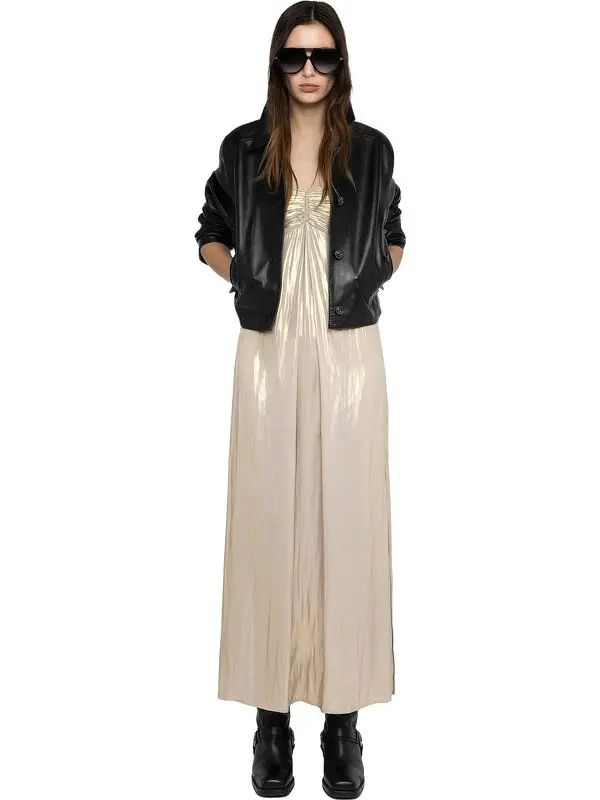 Zadig&Voltaire Rippie Satin Maxi Dress - Gold