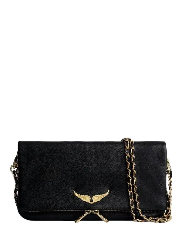 Zadig&Voltaire Grained Leather Clutch - Noir Gold