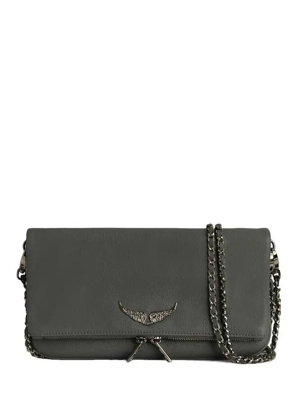 Zadig&Voltaire Grained Leather Clutch - Road Silver