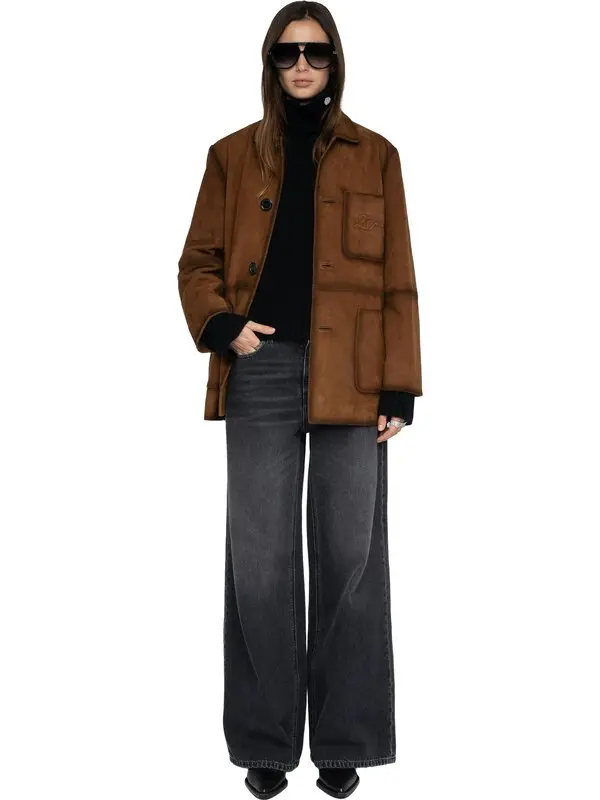 Zadig&Voltaire Venezia Suede Leather Jacket - Cognac