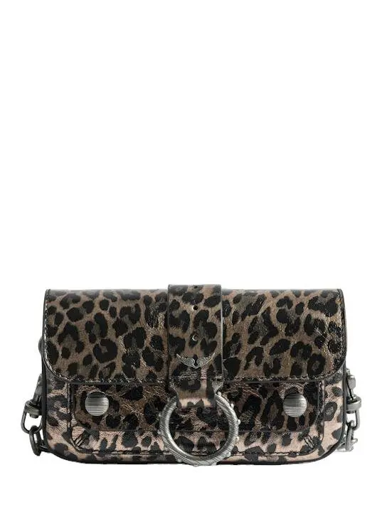 Zadig&Voltaire Kate Wallet Metal Leopard Bag - Silver