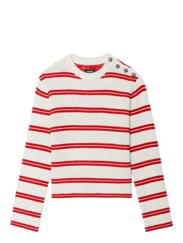 Zadig&Voltaire Striped Wool-cashmere Sweater - Gris Chine Clai
