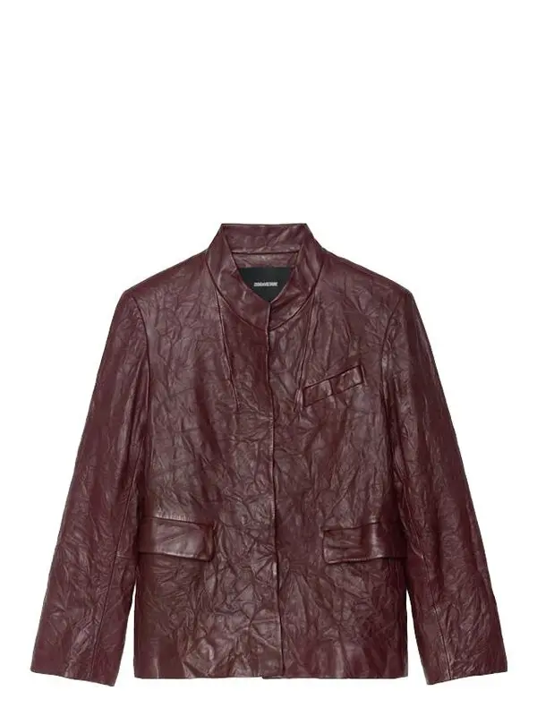 Zadig&Voltaire Veryn Crinkled Leather Blazer - Burgundy