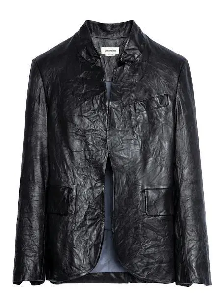 Zadig&Voltaire Crinkled Leather Jacket - Black