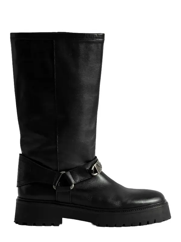 Zadig&Voltaire Angie Leather Biker Boots - Black