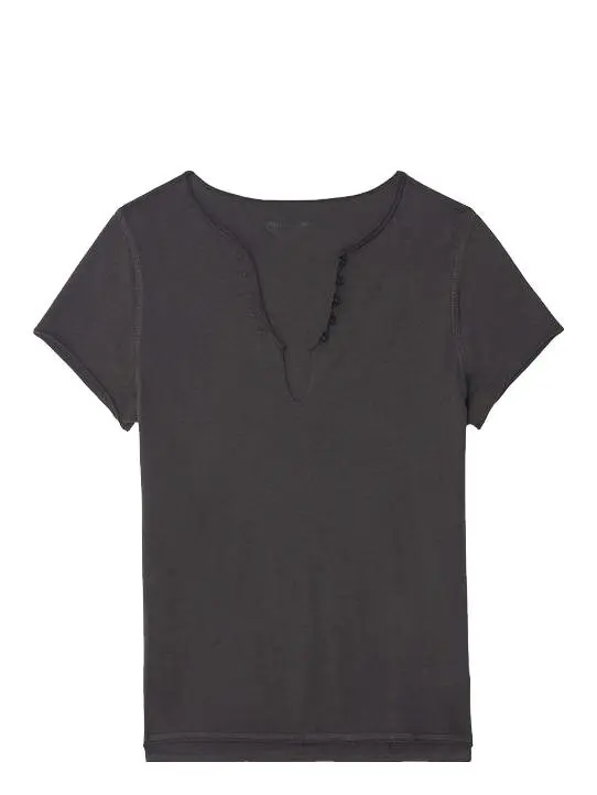 Zadig&Voltaire Tuni Henley T-shirt - Dark Chocolate