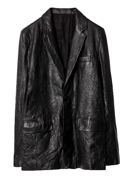 Zadig&Voltaire Valfried Crinkled Leather Blazer - Black