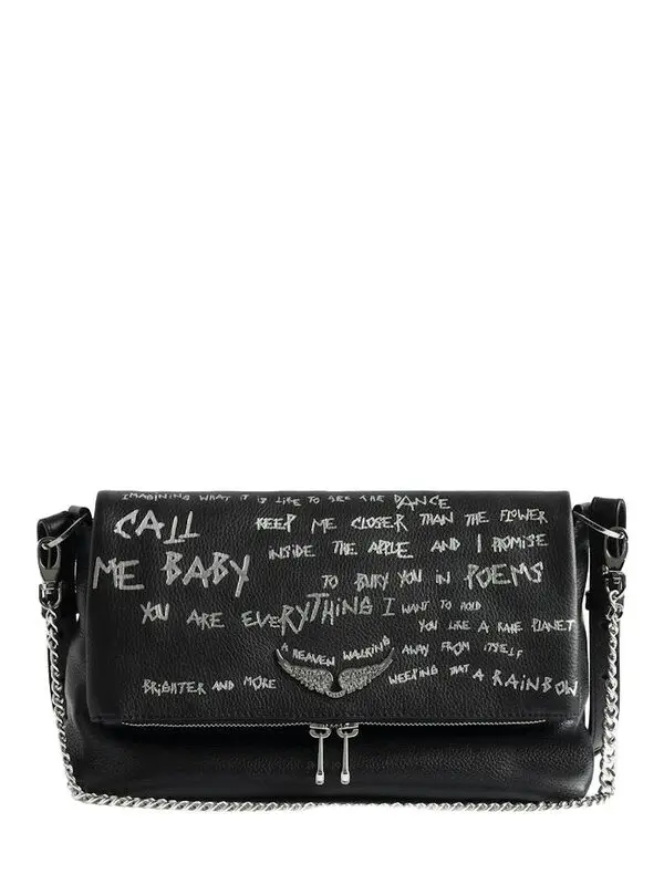 Zadig&Voltaire Rocky Ii Graffiti Leather Bag - Black