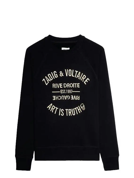 Zadig&Voltaire Cotton Sweatshirt With Embroidered Badge - Black