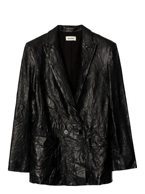 Zadig&Voltaire Crinkled Leather Visco Jacket - Black