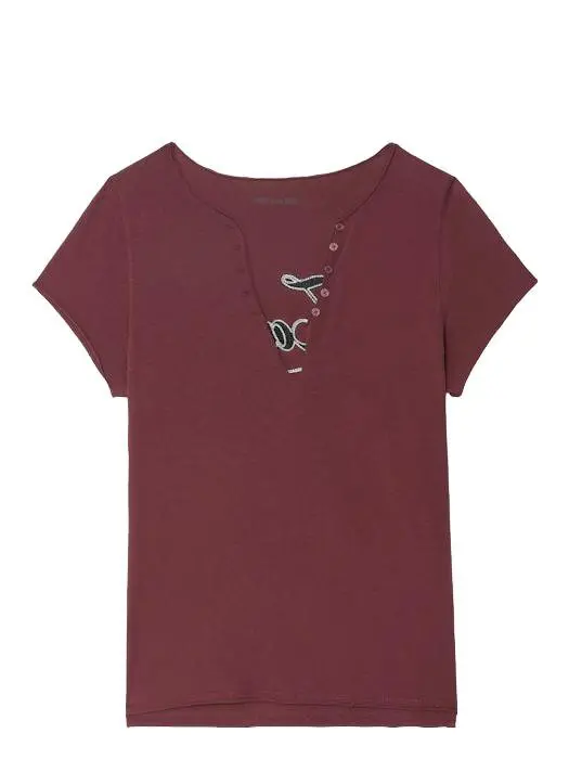 Zadig&Voltaire Henley T-shirt - Burgundy