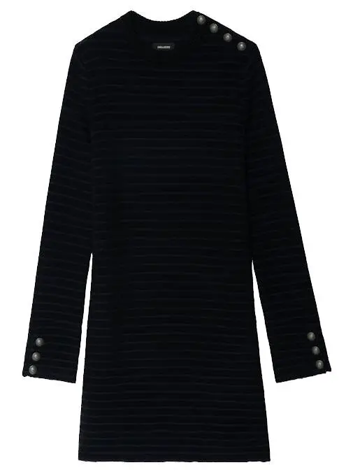 Zadig&Voltaire Striped Wool-cashmere Blend Dress - Black