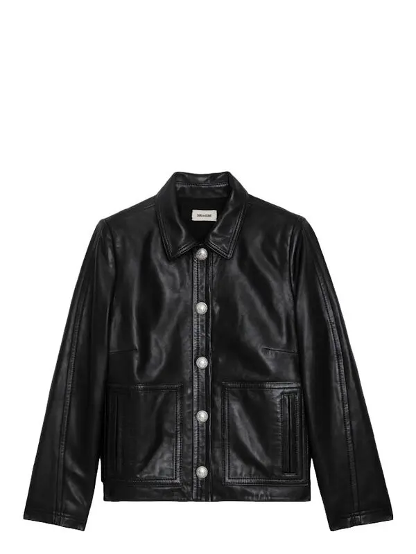 Zadig&Voltaire Litchi Leather Jacket - Black