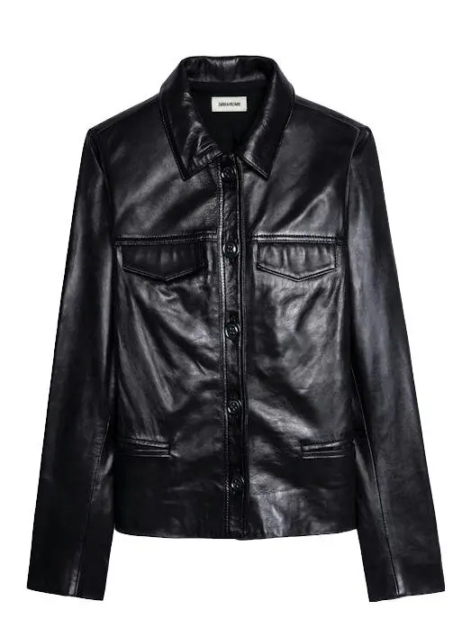 Zadig&Voltaire Liam Lambskin Leather Jacket - Black