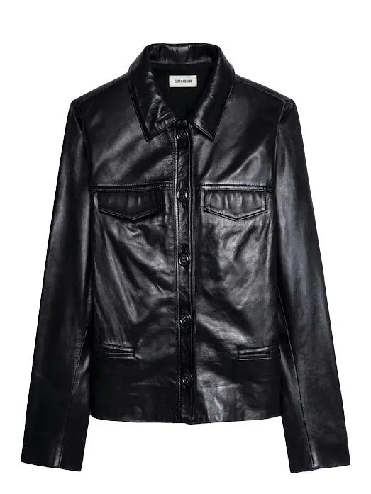 Zadig&Voltaire Liam Lambskin Leather Jacket - Black