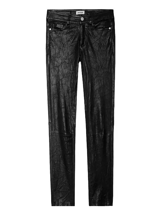 Zadig&Voltaire Phlame Crinkled Leather Pants - Black