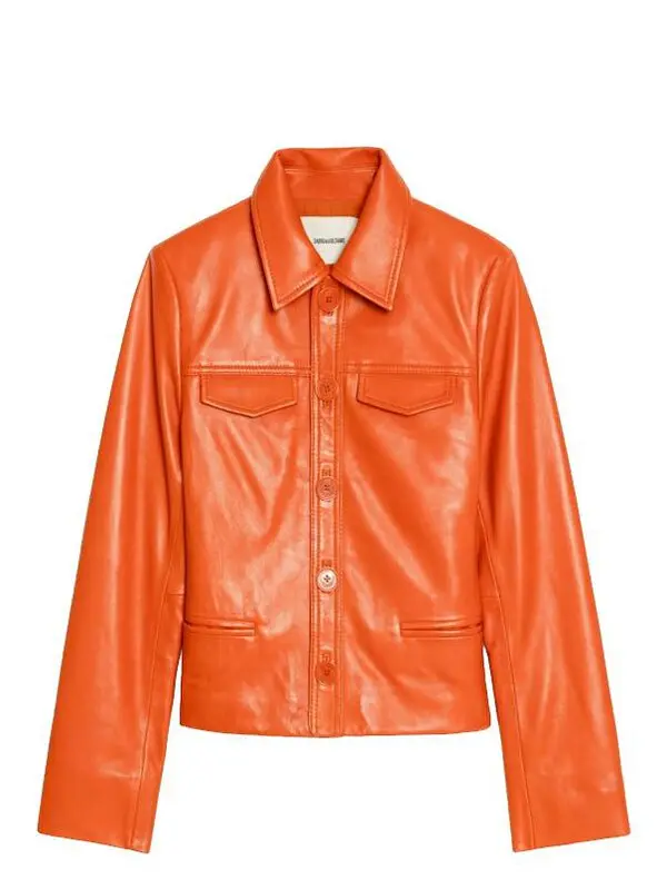 Zadig&Voltaire Liam Leather Jacket - Tangerine