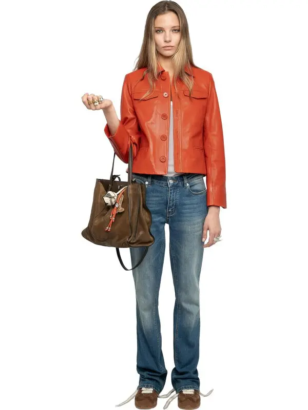Zadig&Voltaire Liam Leather Jacket - Tangerine
