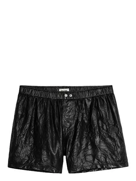 Zadig&Voltaire Pax Crinkled Leather Shorts - Black