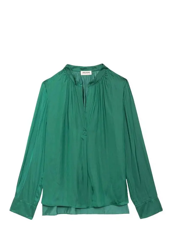 Zadig&Voltaire Striped Jacquard Satin Blouse - Rain Forest