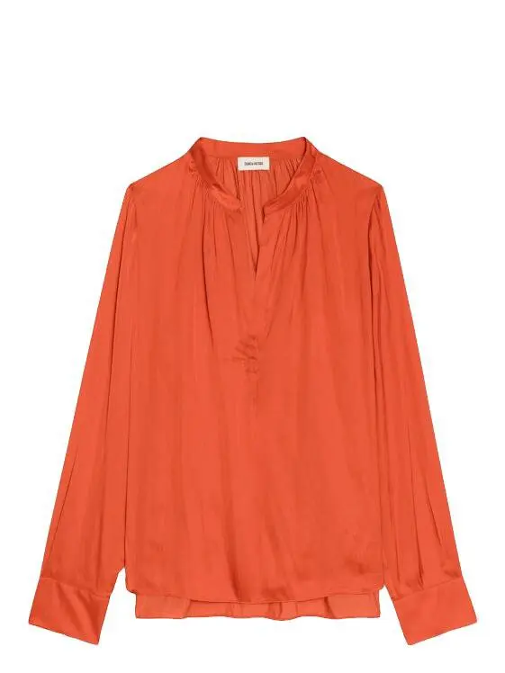 Zadig&Voltaire Striped Jacquard Satin Blouse - Tangerine