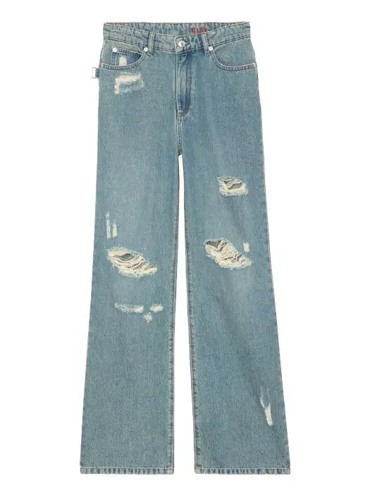 Zadig&Voltaire Elio Distressed Straight Leg Jeans - Light Blue