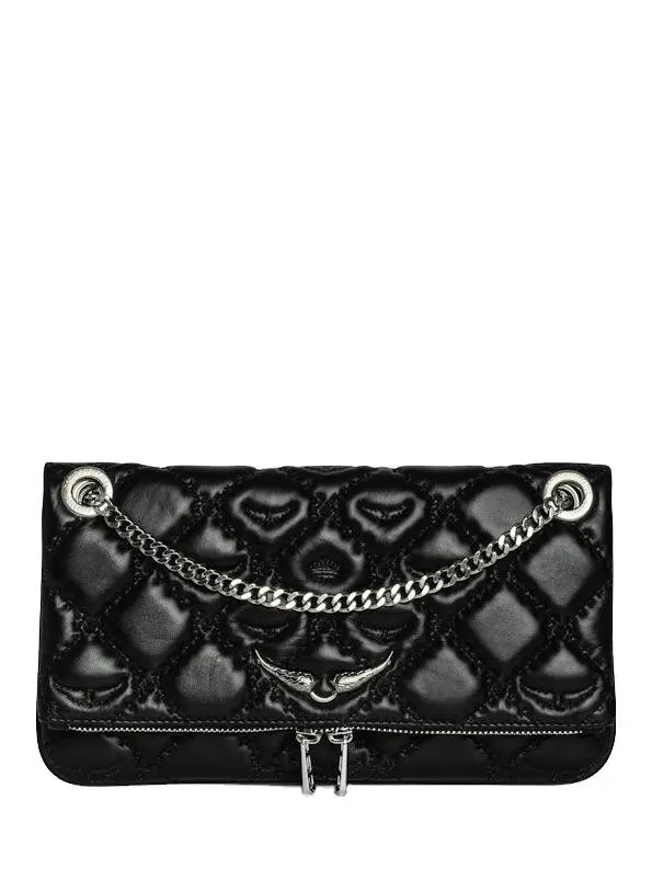 Zadig&Voltaire Rock Ii Quilted Monogram Clutch - Black