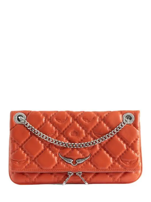 Zadig&Voltaire Rock Ii Quilted Monogram Clutch - Flame