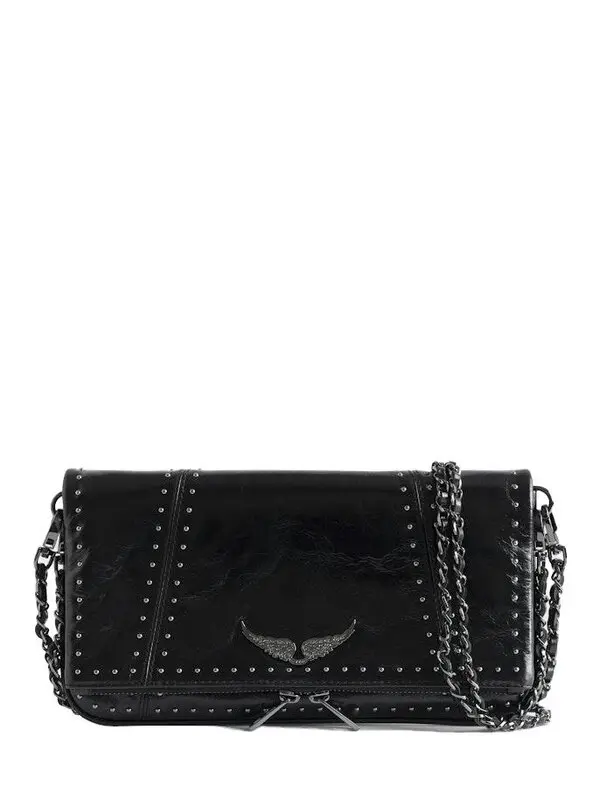 Zadig&Voltaire Rock Vintage Patent Studs Clutch - Black