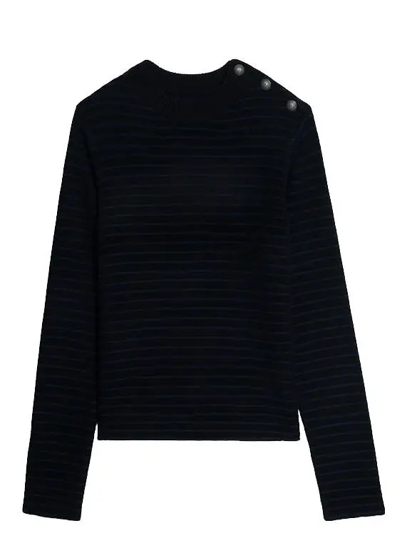 Zadig&Voltaire Striped Wool-cashmere Blend Sweater - Black