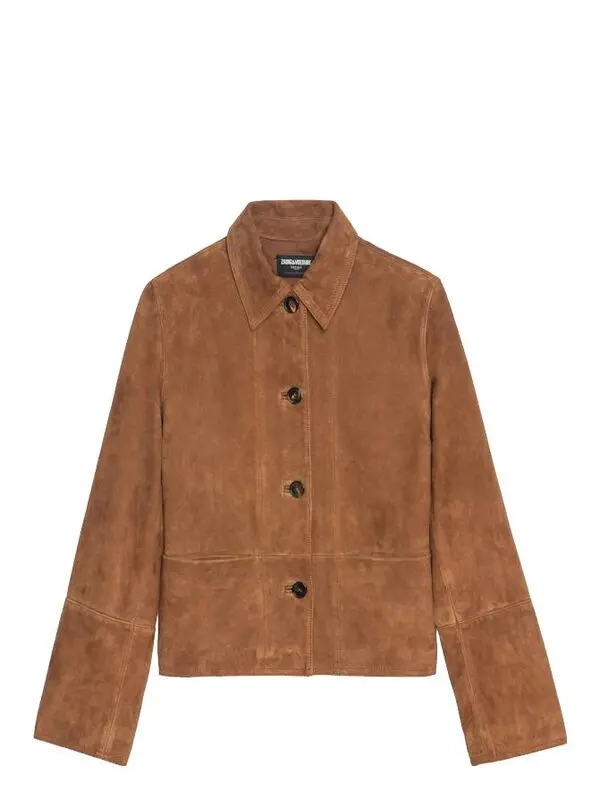 Zadig&Voltaire Lessa Cropped Suede Jacket - Cognac