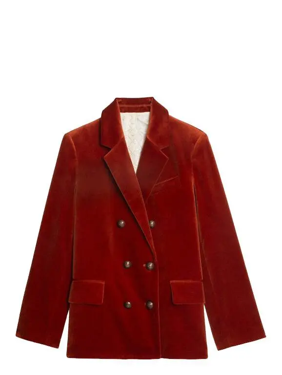 Zadig&Voltaire Vaska Structured Velvet Blazer - Burn