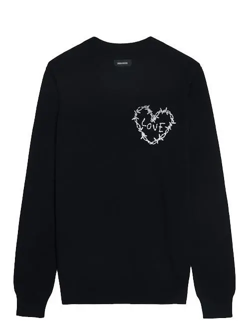 Zadig&Voltaire Kendy Embroidered Cashmere Sweater - Black